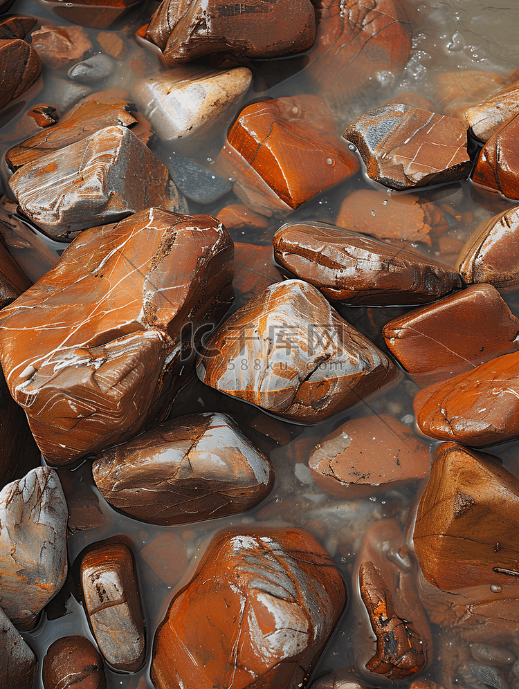 河上大红色石头的纹理高清摄影大图-千库网