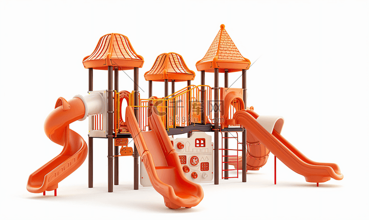 滑梯和游戏屋组合游乐场结构高清摄影大图-千库网