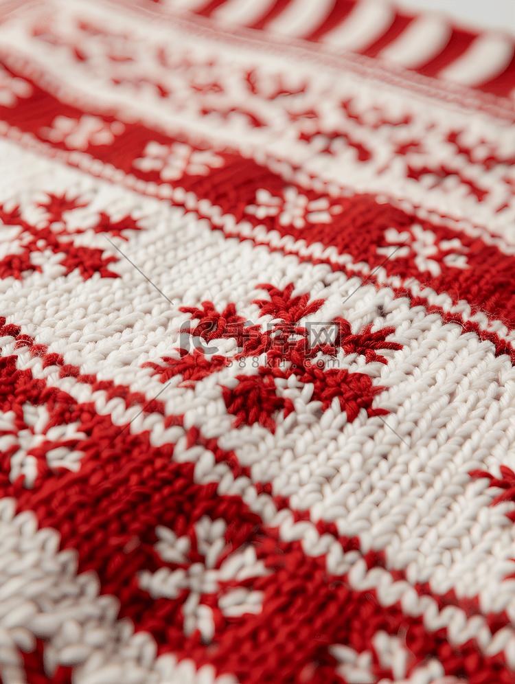 针织圣诞红白花卉几何装饰圣诞针织冬季毛衣纹理设计高清摄影大图-千库网