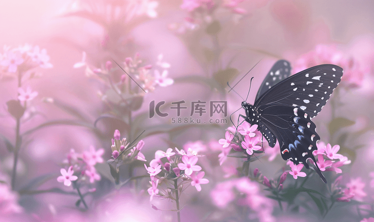 草原福禄考上的香料布什燕尾高清摄影大图-千库网