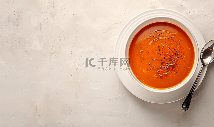 奶油烤红辣椒汤高清摄影大图-千库网