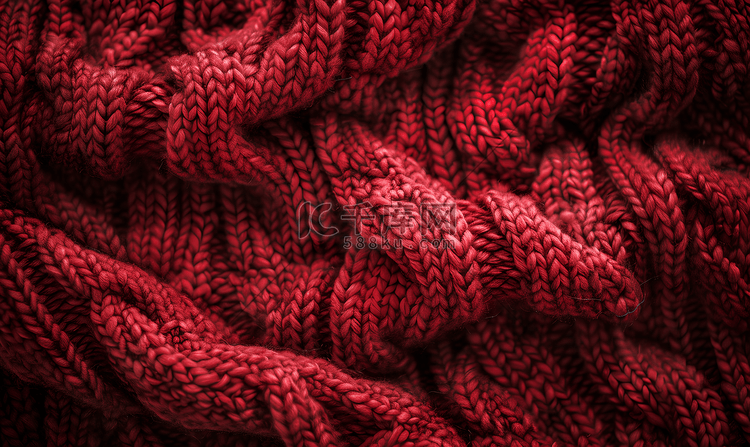 红色针织冬季毛衣背景红色纹理高清摄影大图-千库网