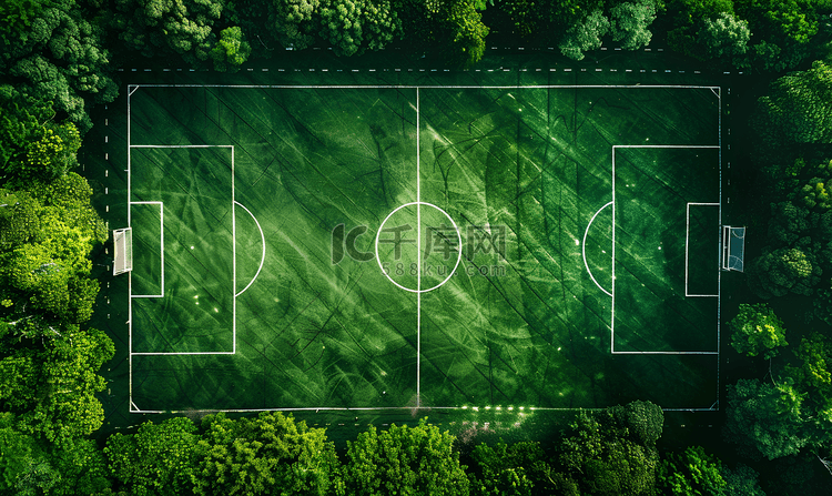 夏季足球场或足球场纹理背景绿草的顶视图高清摄影大图-千库网