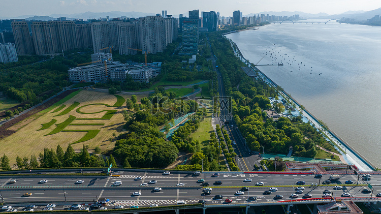 杭州钱江新城航拍高清摄影大图-千库网