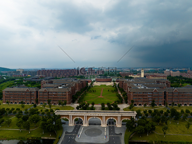 浙江省海宁浙江大学国际校区大门高清摄影大图-千库网