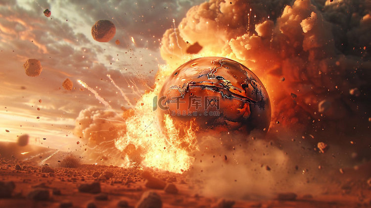 星球爆炸合成创意背景图片免费下载-千库网