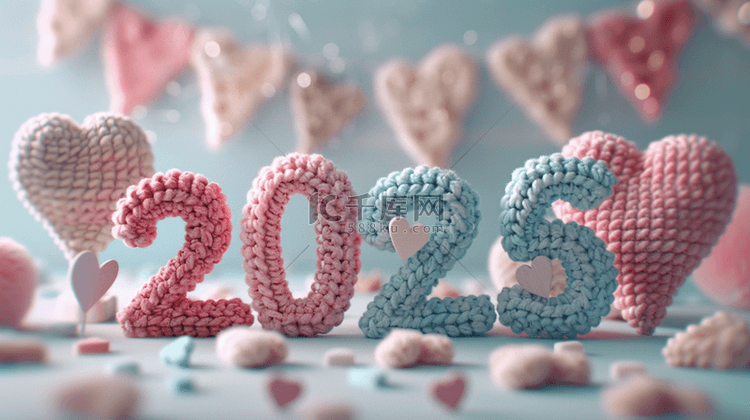 2025年彩色毛线毛绒3D2025设计背景图片免费下载-千库网