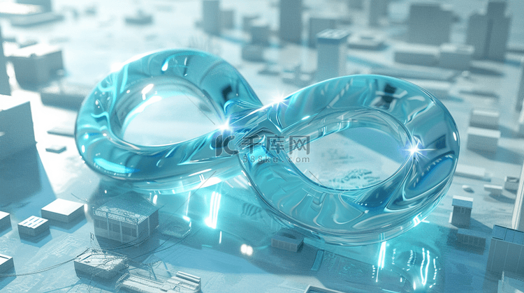 3D莫比乌斯环无限无穷大数据虚拟城市背景图片免费下载-千库网