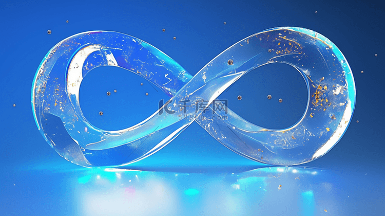 蓝色透明玻璃3D莫比乌斯环设计背景图片免费下载-千库网