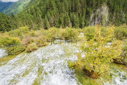 九寨沟高山流水美景高清摄影大图-千库网