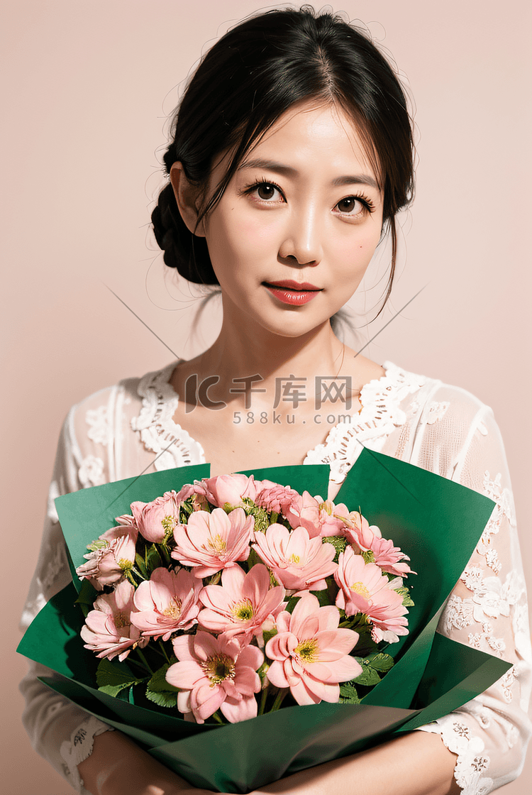 教师节手捧鲜花的老师21摄影照片高清摄影大图-千库网