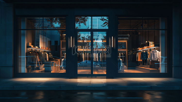 夜晚店铺灯光拍摄创意立体描绘摄影照片高清摄影大图-千库网