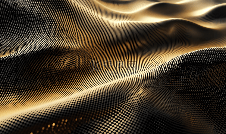 黑色抽象豪华背景米色弯曲波精细网格纹理高清摄影大图-千库网