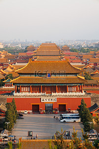 北京故宫博物院全景中轴线高清摄影大图-千库网