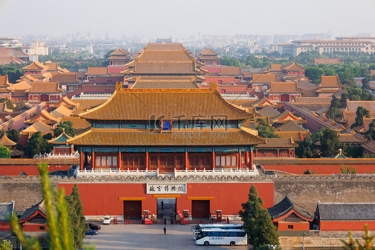 北京故宫博物院全景中轴线高清摄影大图-千库网