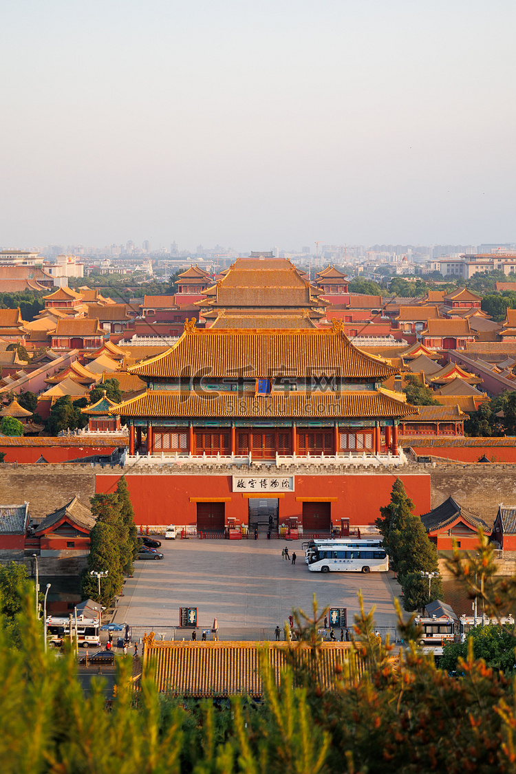 北京故宫博物院全景中轴线高清摄影大图-千库网