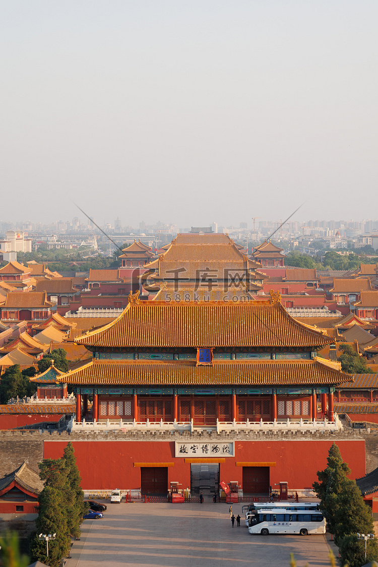 北京故宫博物院全景中轴线高清摄影大图-千库网