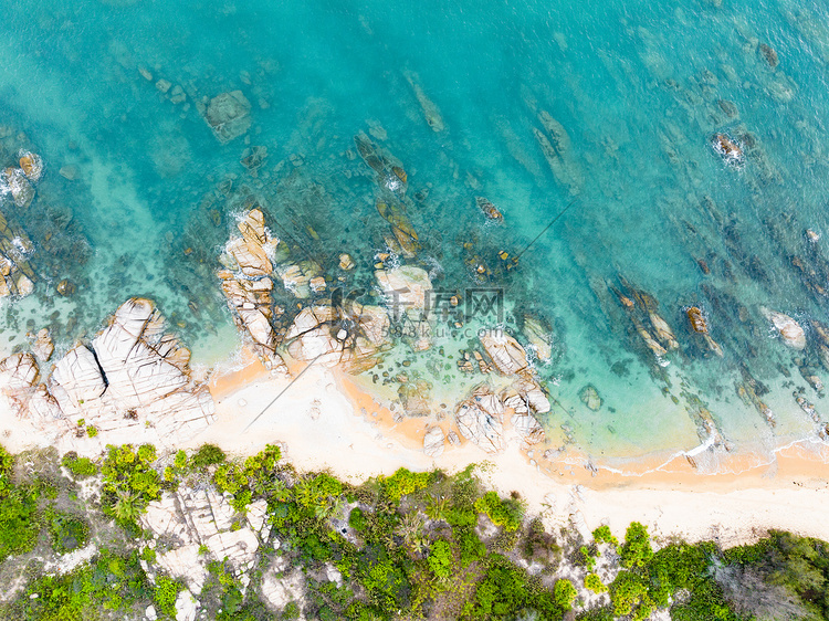 海南昌江棋子湾夏日航拍海岸美景高清摄影大图-千库网