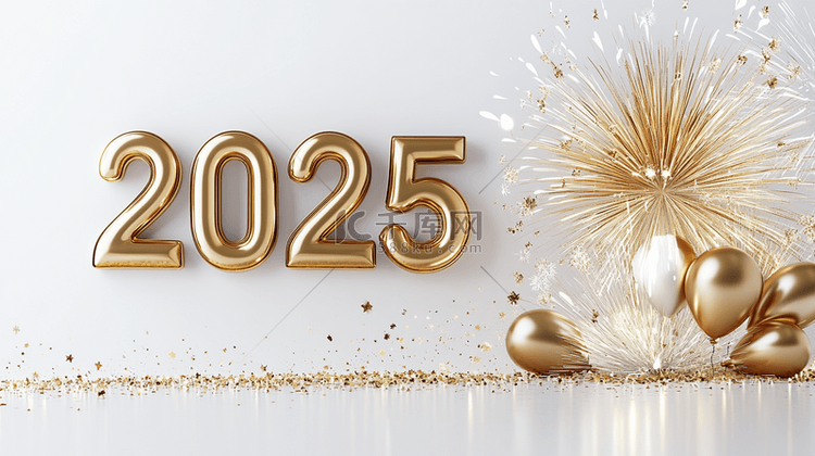 2025年金色数字2025金色气球背景图片免费下载-千库网