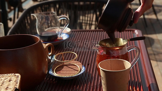 文艺古典茶道倒茶素材实拍高清摄影大图-千库网