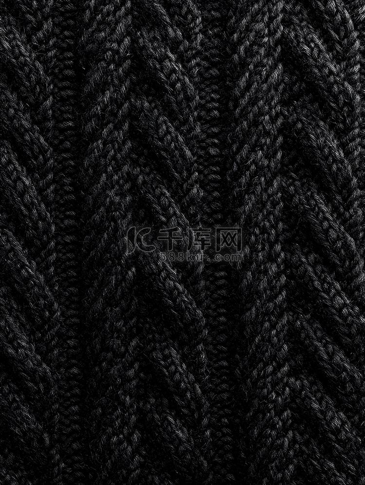 纹理背景图案黑色羊毛织物裁缝高清摄影大图-千库网
