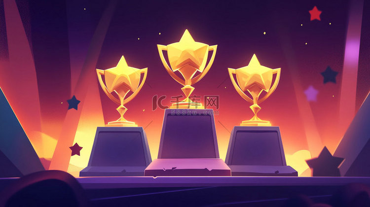 领奖台奖杯真实合成创意背景图片免费下载-千库网