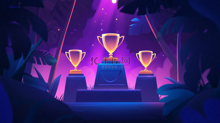 领奖台奖杯图形合成创意背景图片免费下载-千库网