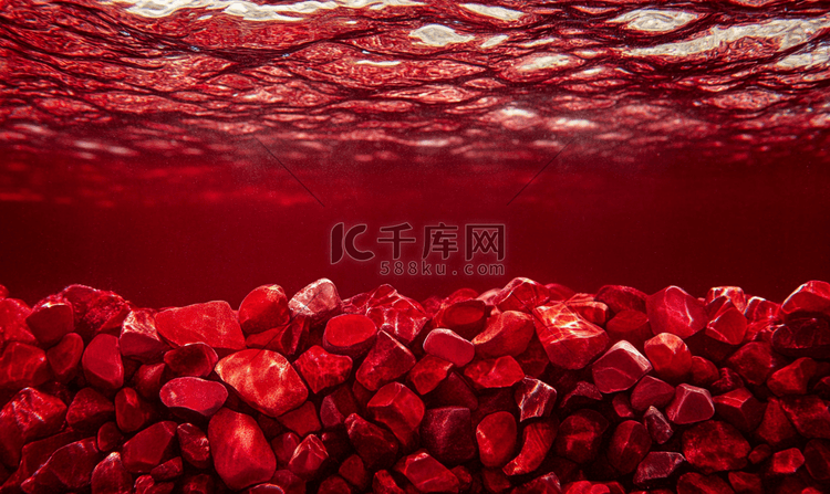 水下红石头纹理背景高清摄影大图-千库网