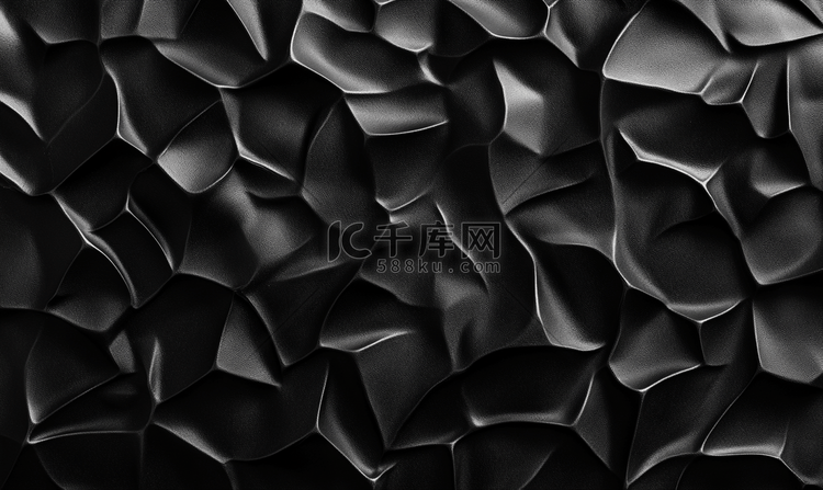 深黑色皱巴巴的纸关闭纹理高清摄影大图-千库网