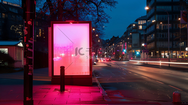 街边广告牌粉色拍摄合成立体描绘摄影照片高清摄影大图-千库网