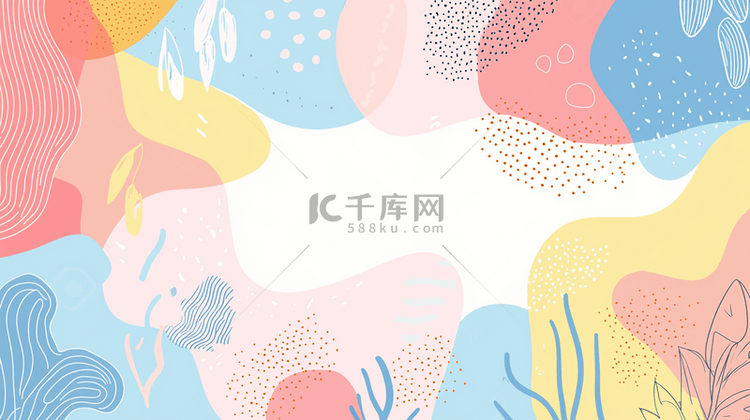 彩色叶子简约线条图案背景图片免费下载-千库网