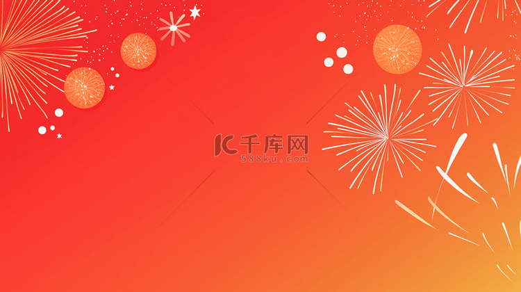 新年绽放红色烟花背景图片免费下载-千库网