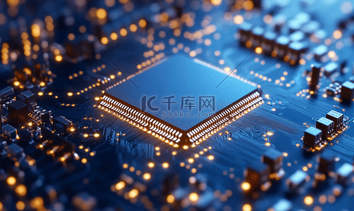 抽象技术蓝色背景与元素的微芯片电路板背景纹理矢量图高清摄影大图-千库网