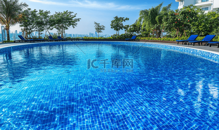 水纹理透明泳池波纹高清摄影大图-千库网