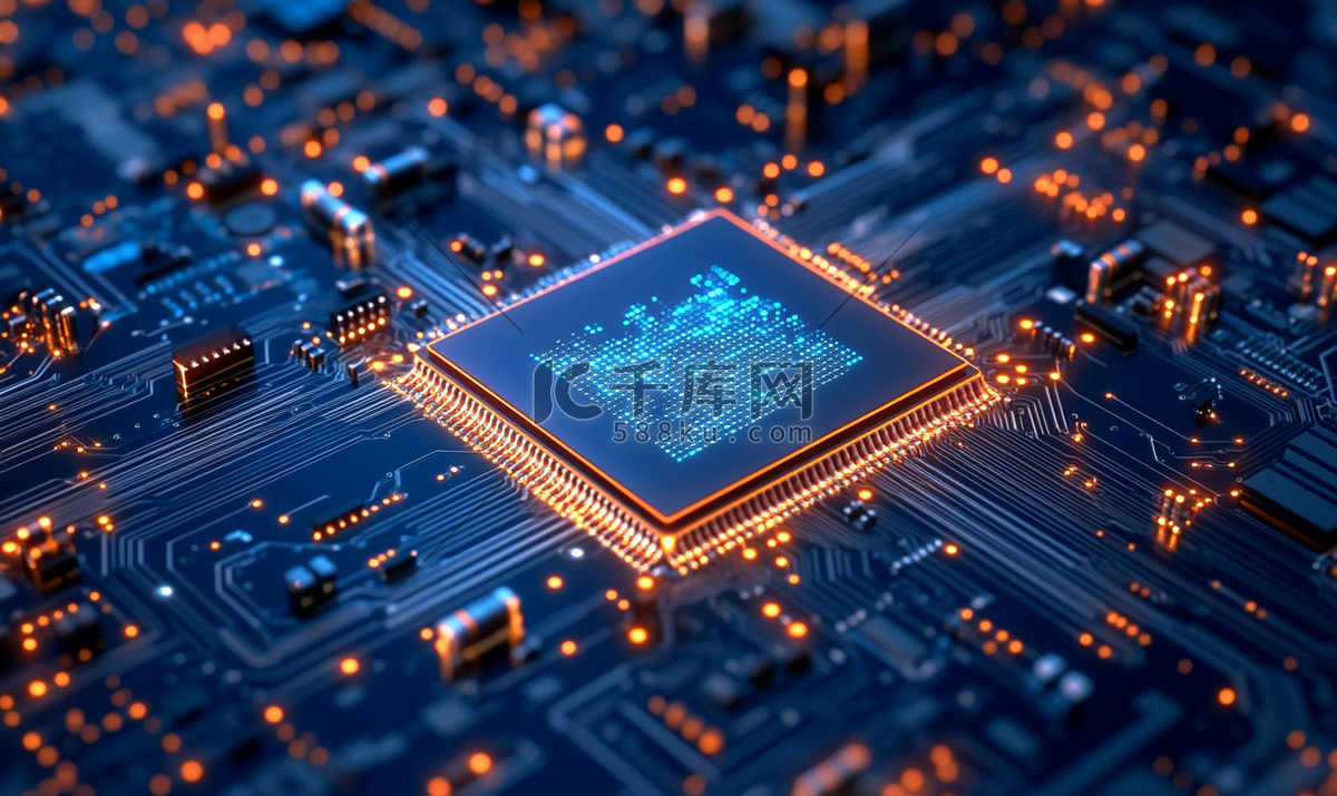 抽象技术白色背景与元素的微芯片电路板背景纹理矢量图高清摄影大图-千库网