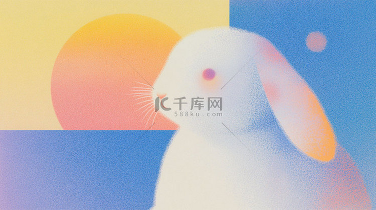 白兔色块渐变真实合成创意背景图片免费下载-千库网