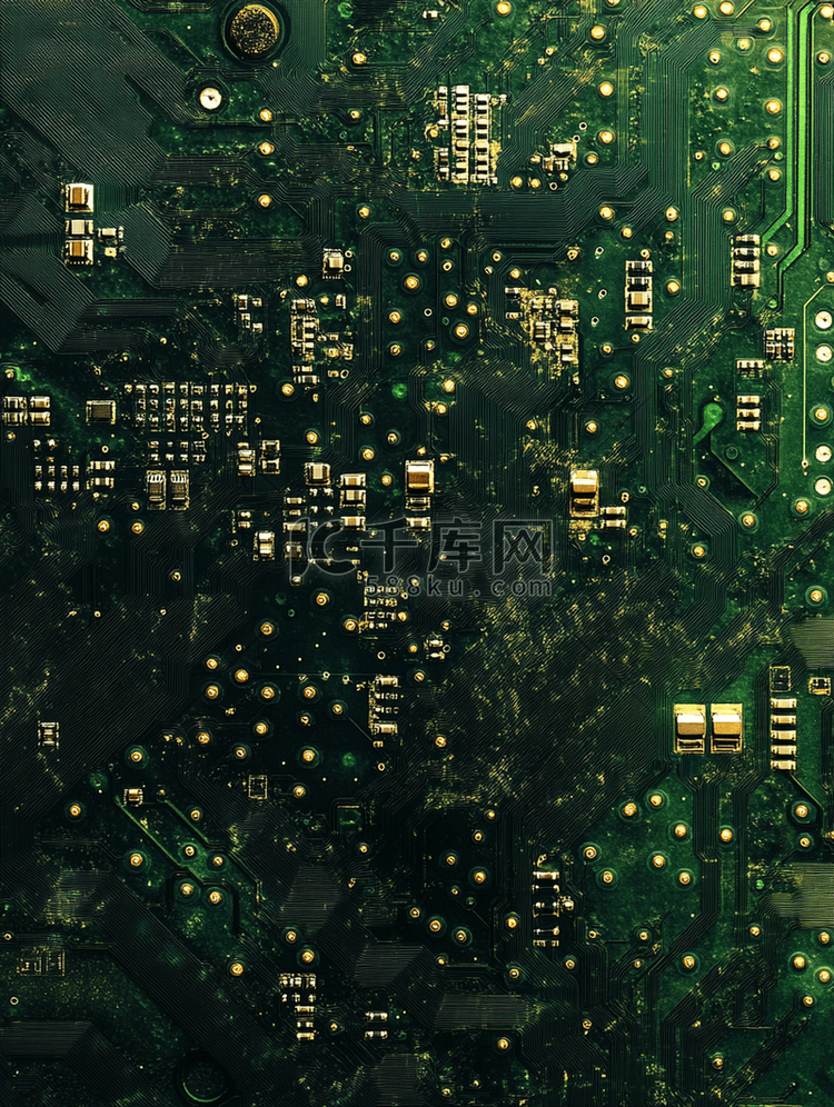 电子绿色计算机芯片纹理高清摄影大图-千库网