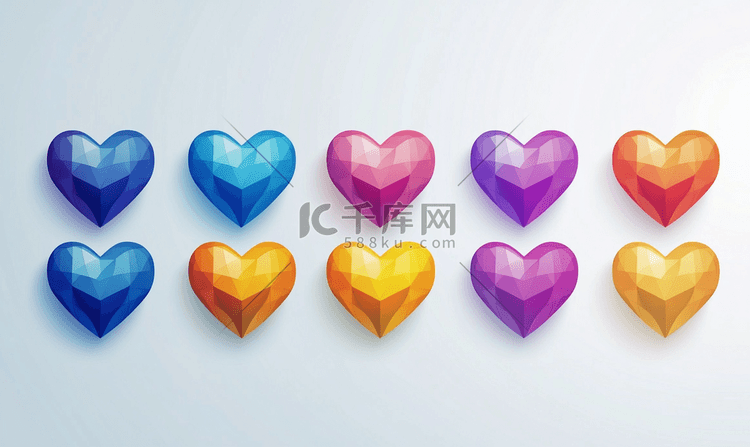 心符号彩色渐变纹理心设置矢量图高清摄影大图-千库网
