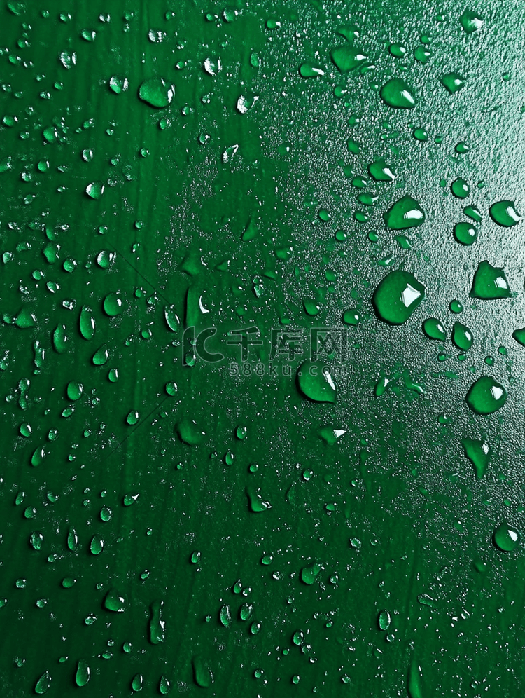 香蕉叶纹理横幅背景上的雨滴高清摄影大图-千库网