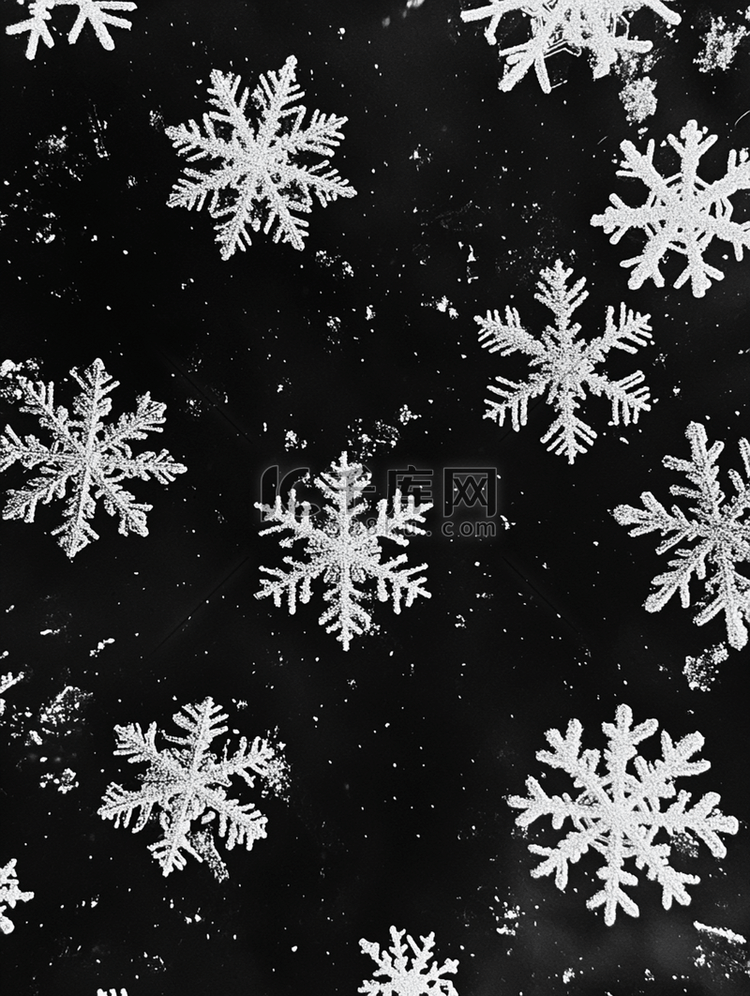 黑色孤立背景上雪纹理白色雪花以叠加模式插入_高清摄影大图-千库网