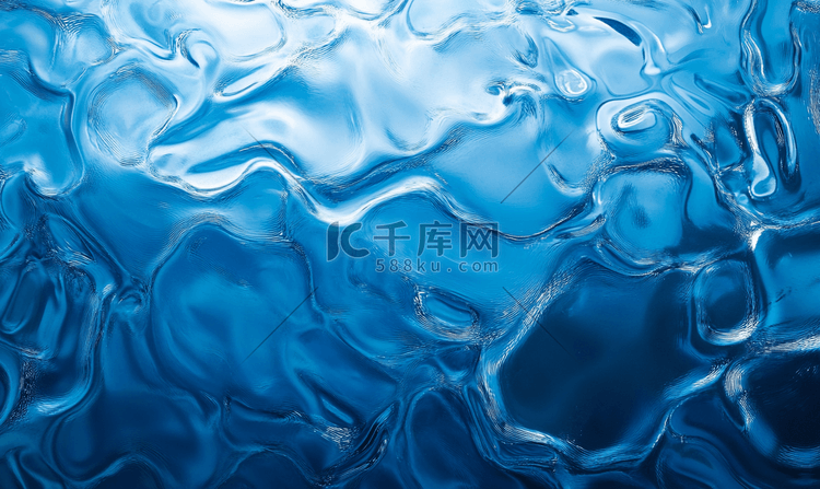 蓝色泳池水波纹背景纹理高清摄影大图-千库网