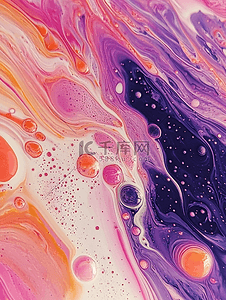 宏观混合生动墨水背景液体涂料纹理高清摄影大图-千库网