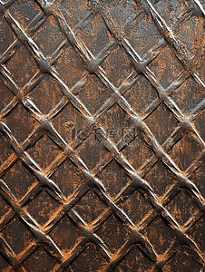 金属表面的纹理图案为棕色的正方形和菱形高清摄影大图-千库网