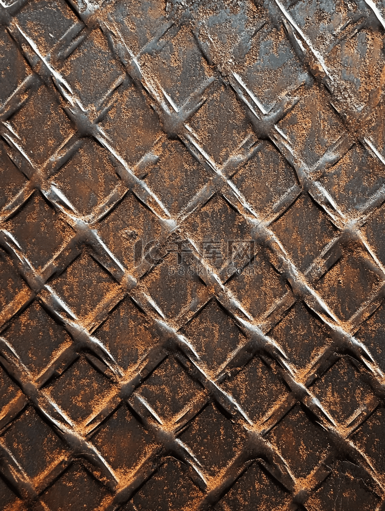 金属表面的纹理图案为棕色的正方形和菱形高清摄影大图-千库网