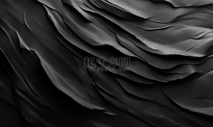 黑色皱纹纸纹理高清摄影大图-千库网