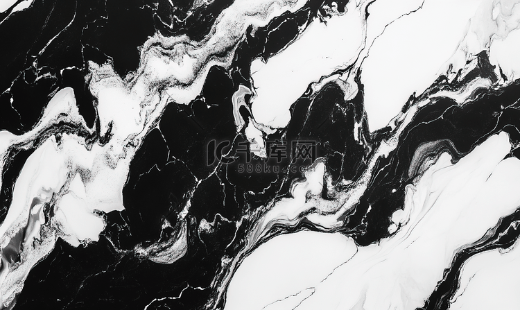 液体大理石纹理设计彩色大理石表面黑白充满活力的抽象油漆设计高清摄影大图-千库网