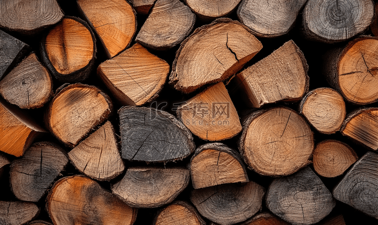 堆叠的木柴火纹理背景高清摄影大图-千库网