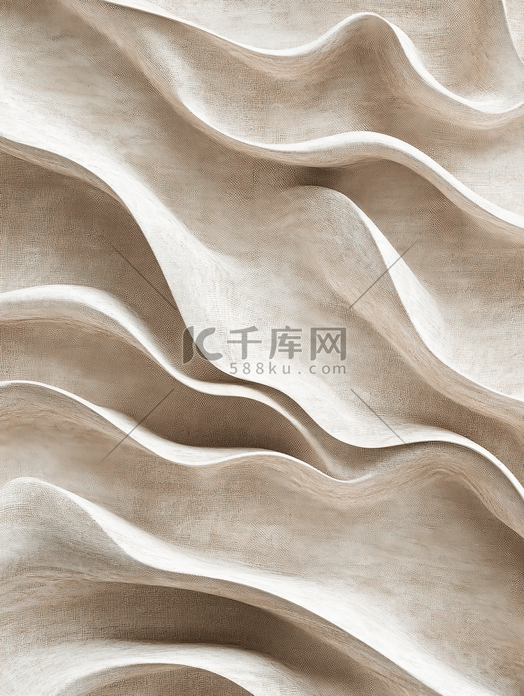 皱纹抽象织物图案形式的米色粗织物纹理高清摄影大图-千库网
