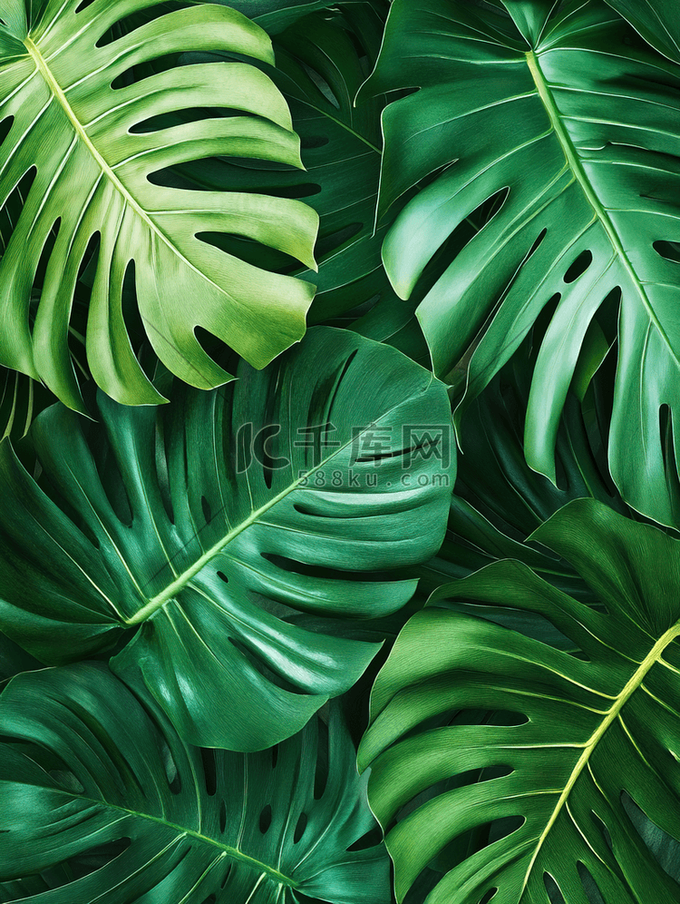 绿叶叶子纹理背景高清摄影大图-千库网