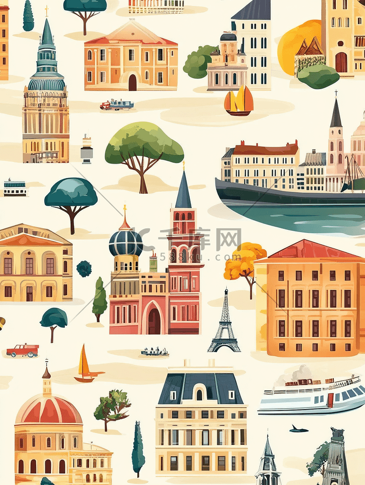 矢量平面无缝纹理图案博物馆和展览高清摄影大图-千库网